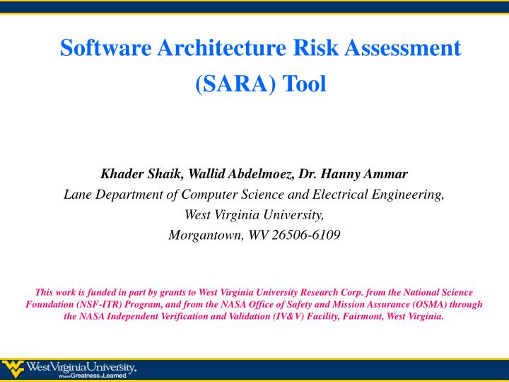 PPT - Software Architecture Risk Assessment (SARA) Tool PowerPoint ...