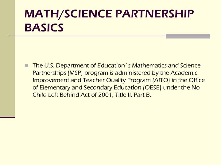 PPT - MATH/SCIENCE PARTNERSHIP BASICS PowerPoint Presentation, free ...