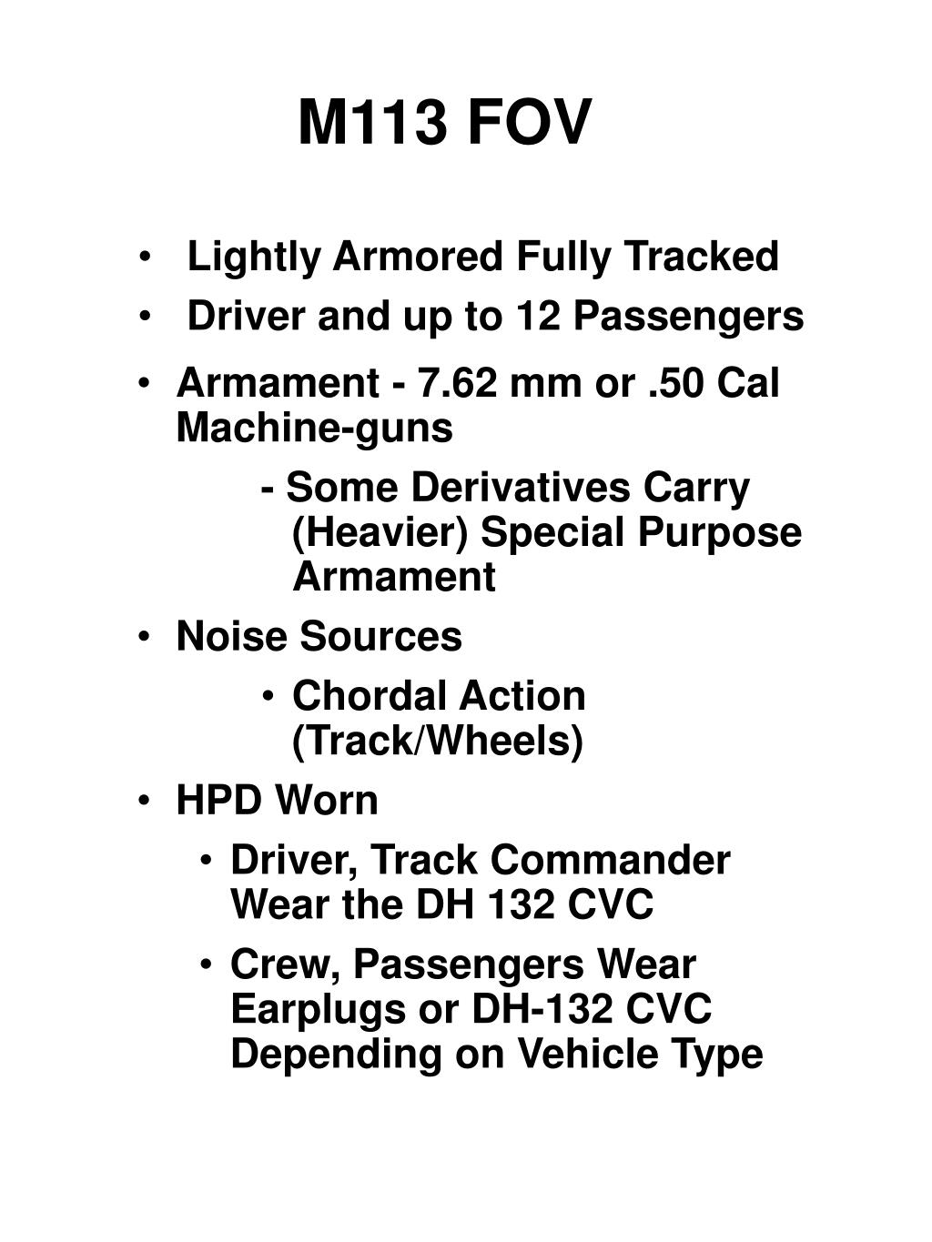 PPT - M113 Family of Vehicles (FOV) PowerPoint Presentation, free ...