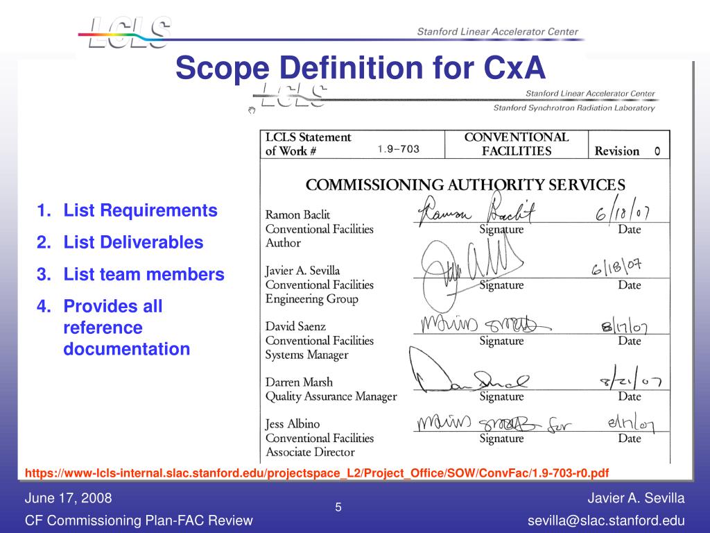 PPT - CF LCLS Commissioning Plan Javier A. Sevilla Engineering Group ...