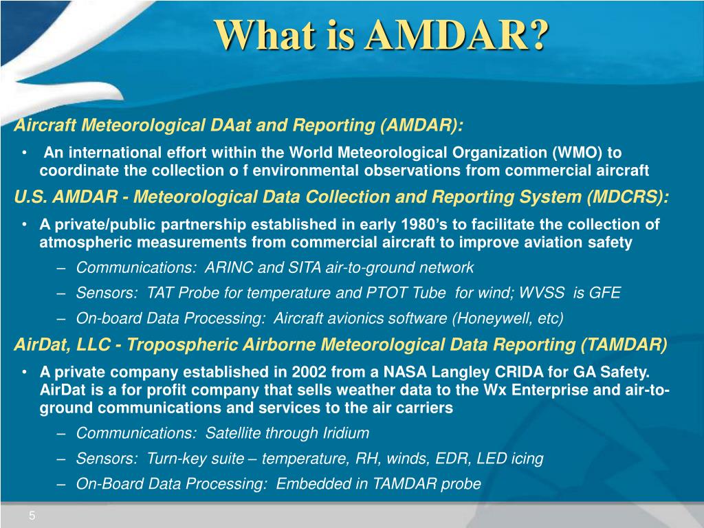 PPT - Weather Data from Commercial Aircraft (aka AMDAR, MDCRS, ACARS ...