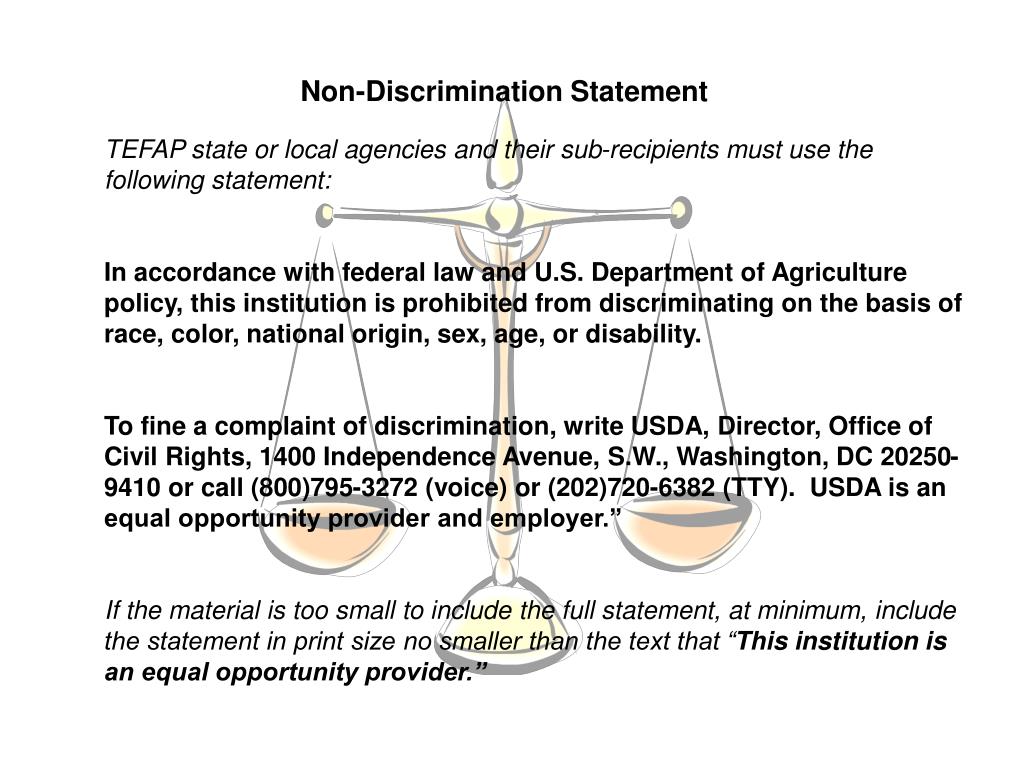 PPT - TEFAP CIVIL RIGHTS COMPLIANCE TRAINING PowerPoint Presentation ...