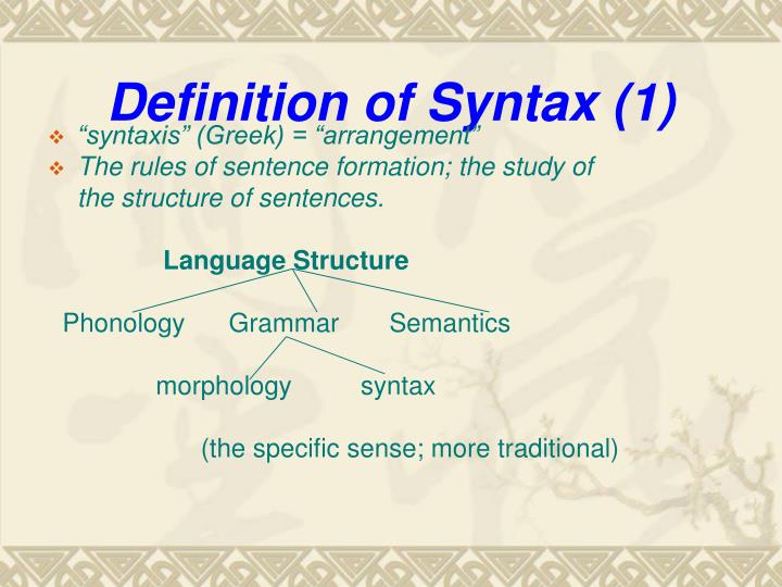 PPT - Definition of Syntax (1) PowerPoint Presentation, free download ... PPT - Definition of Syntax (1) PowerPoint Presentation, free download ...