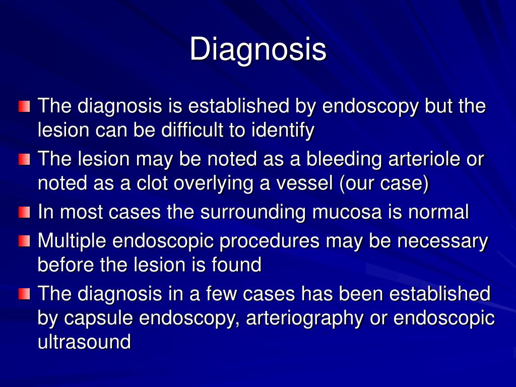 PPT - Massive Gastrointestinal Bleeding from a Dieulafoy Lesion in a ...