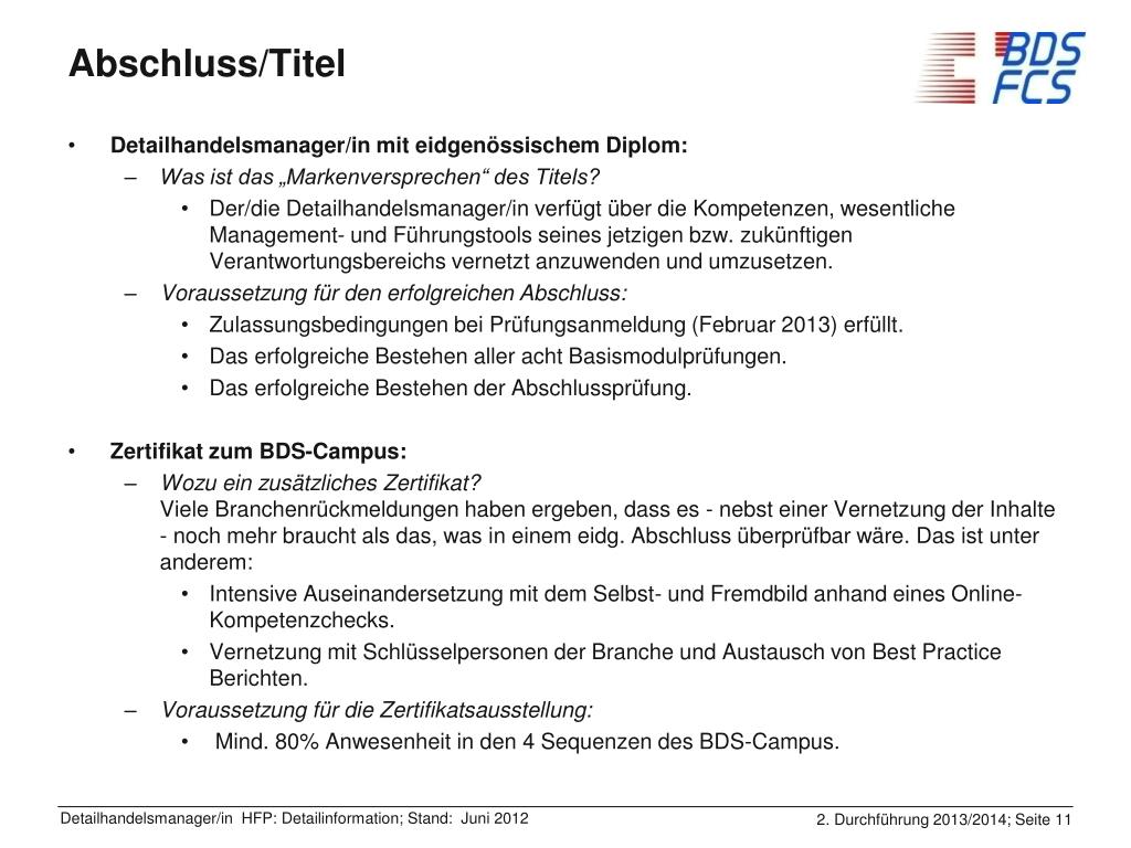 PPT - Eidgenössisches Diplom im Detailhandel: Detailhandelsmanager/in ...