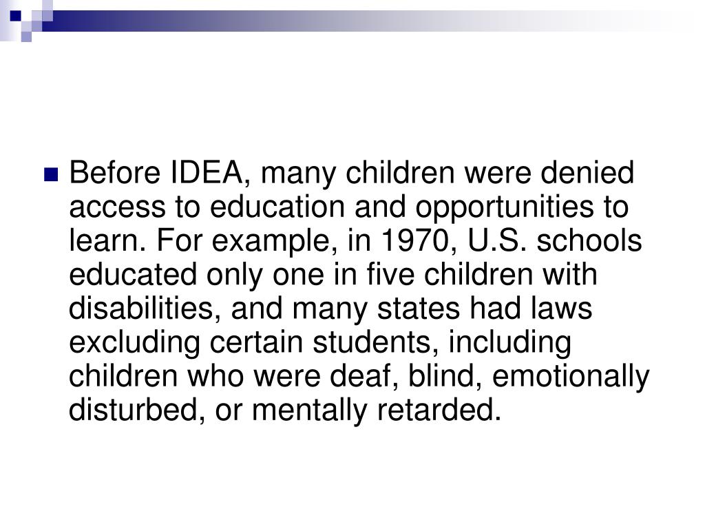 PPT - A REAL BEGINNING Education For All Handicapped Children Act 1975 ...