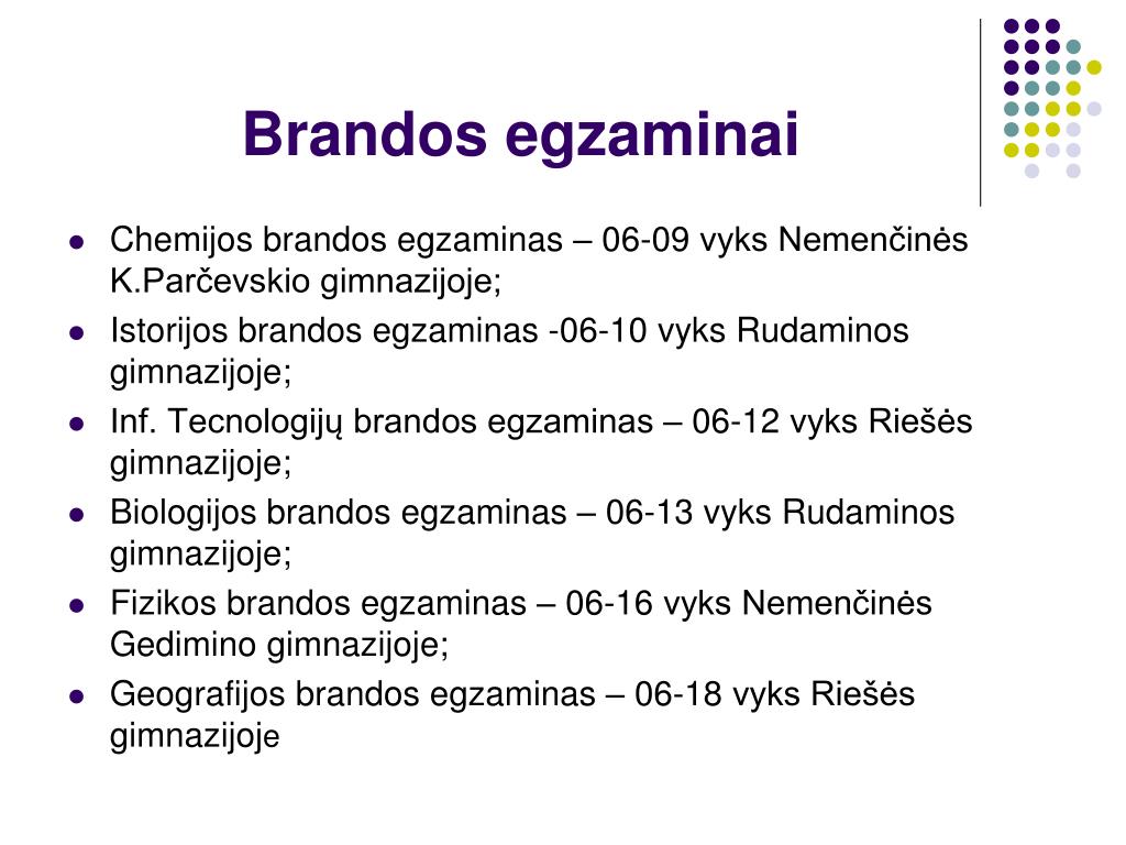 PPT - PUPP IR BRANDOS EGZAMINŲ ORGANIZAVIMO TVARKA PowerPoint ...