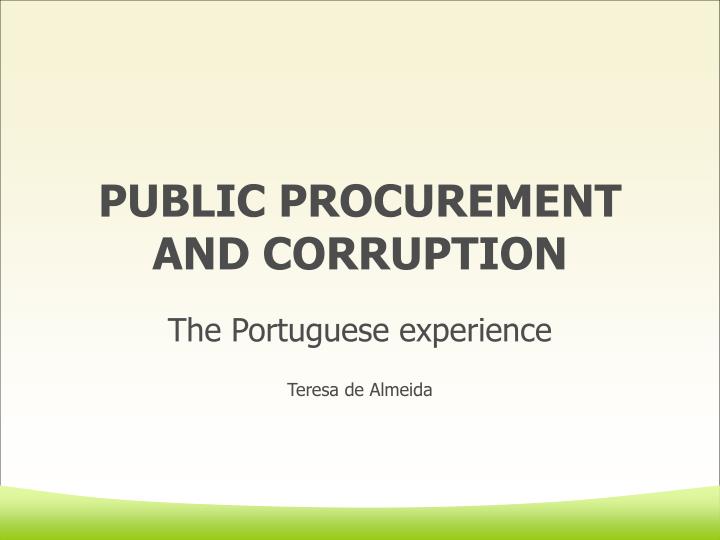 PPT - PUBLIC PROCUREMENT AND CORRUPTION PowerPoint Presentation, free ...