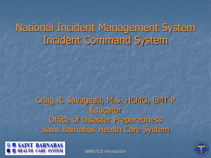 PPT - National Incident Management System Incident Command System ...