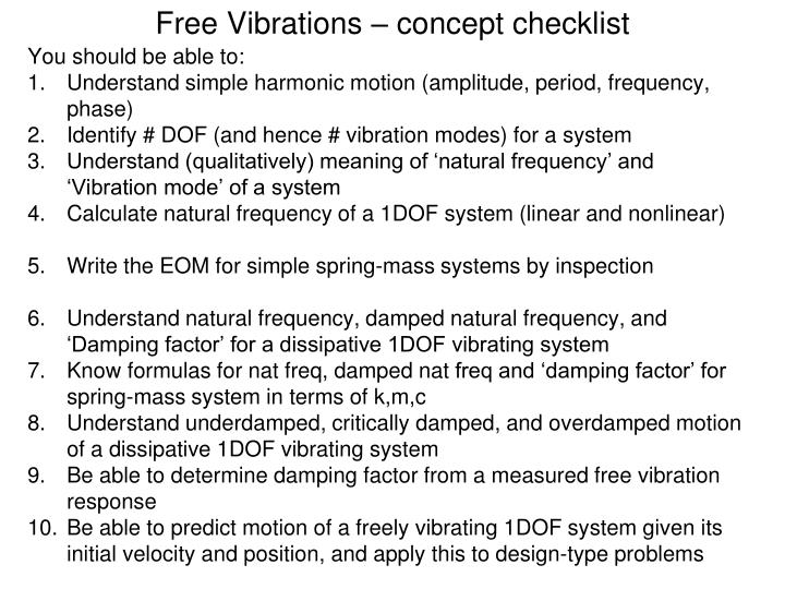 PPT - Free Vibrations – concept checklist PowerPoint Presentation, free ...
