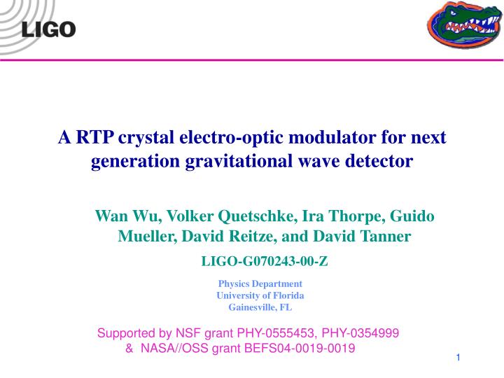 PPT - A RTP crystal electro-optic modulator for next generation ...