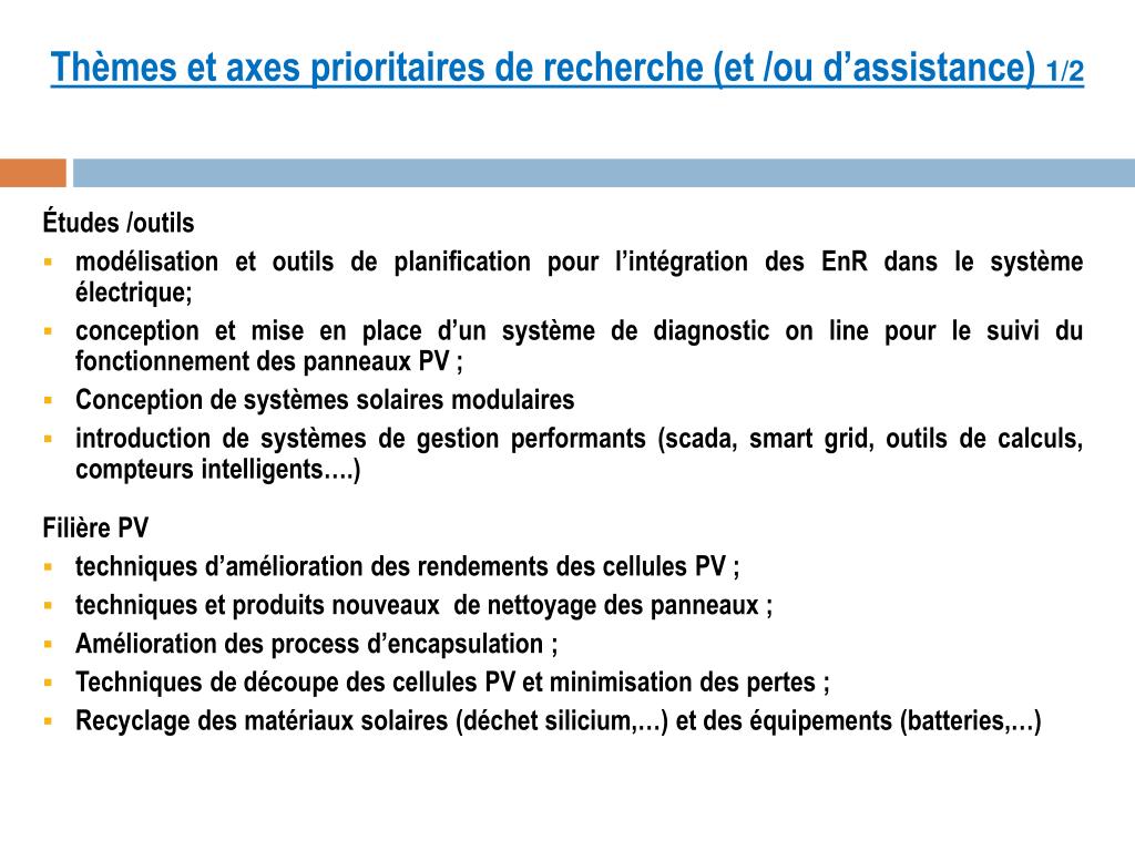 PPT - DÉVELOPPEMENT DES ÉNERGIES RENOUVELABLES EN ALGERIE et la R&D ...