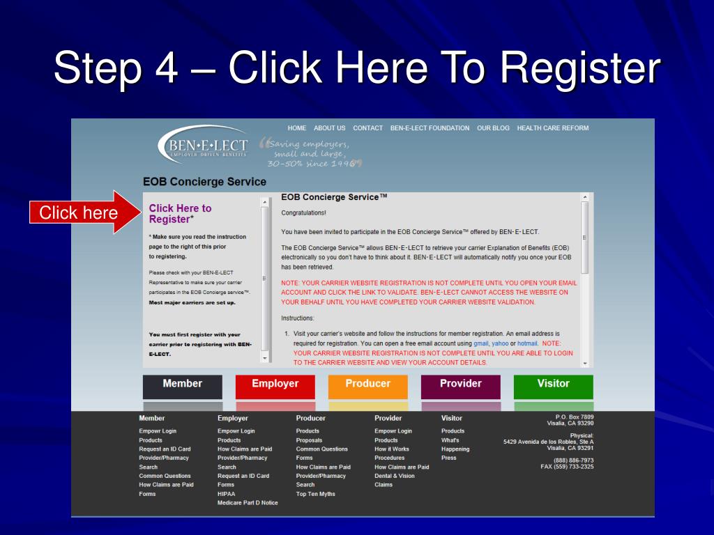 PPT - BEN-E-LECT: EOB Concierge Service Enrollment Process PowerPoint ...