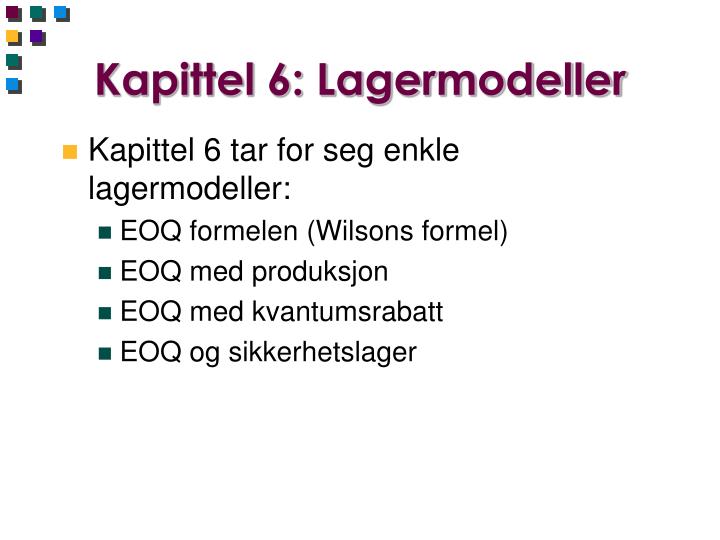 PPT - Kapittel 6: Lagermodeller PowerPoint Presentation, free download ...