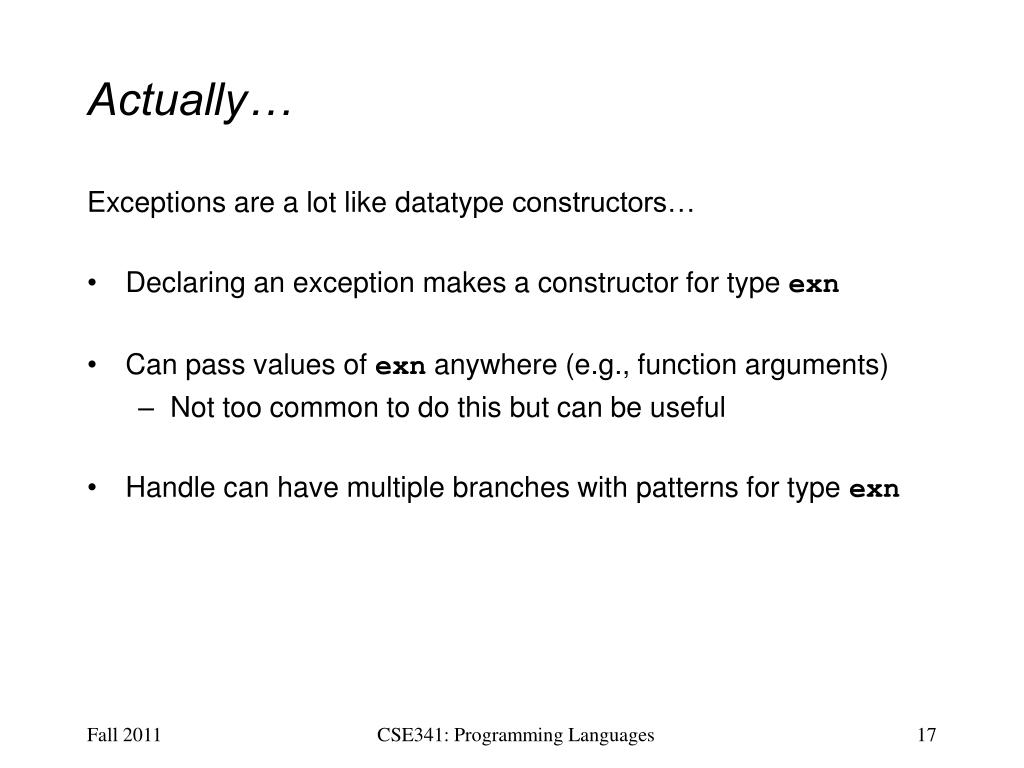 Ppt Cse341 Programming Languages Lecture 6 Tail Recursion Accumulators Exceptions