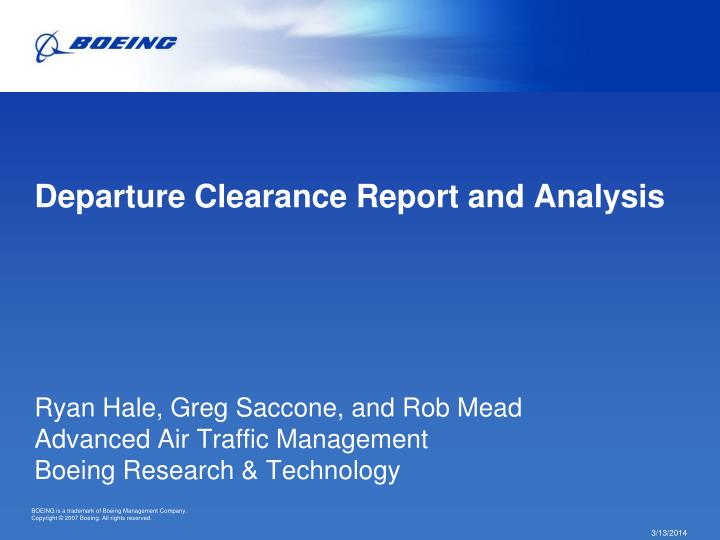 PPT - Departure Clearance Report and Analysis PowerPoint Presentation ...
