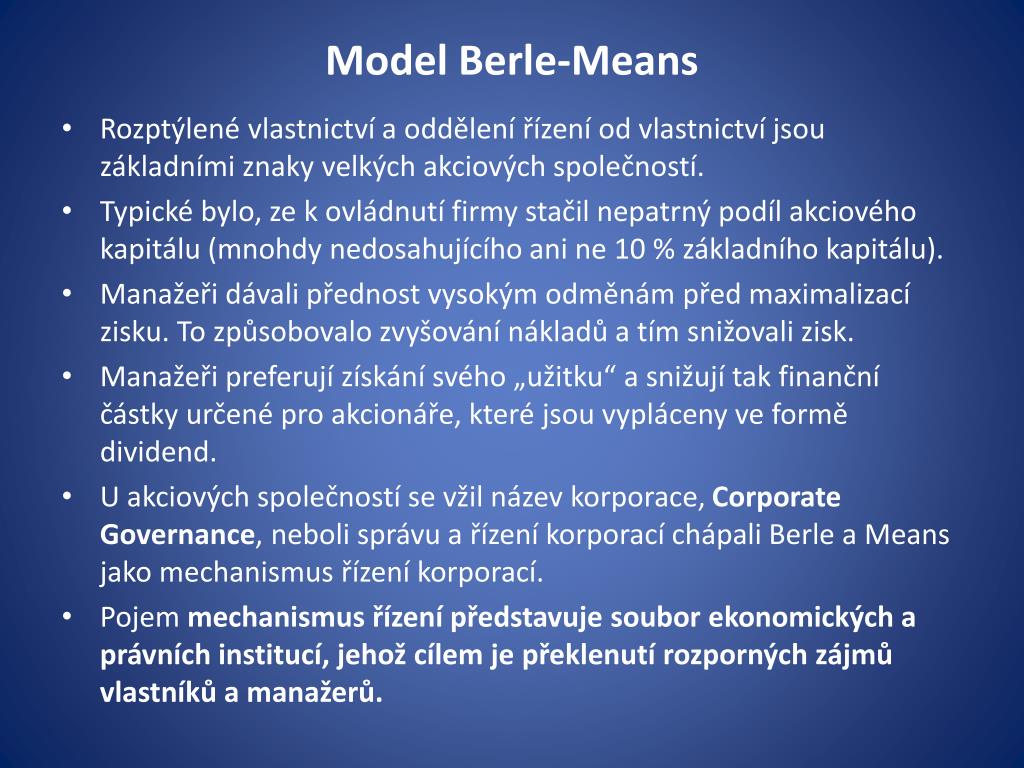 PPT - N_STFS 12. Teorie firmy a corporate governance PowerPoint ...