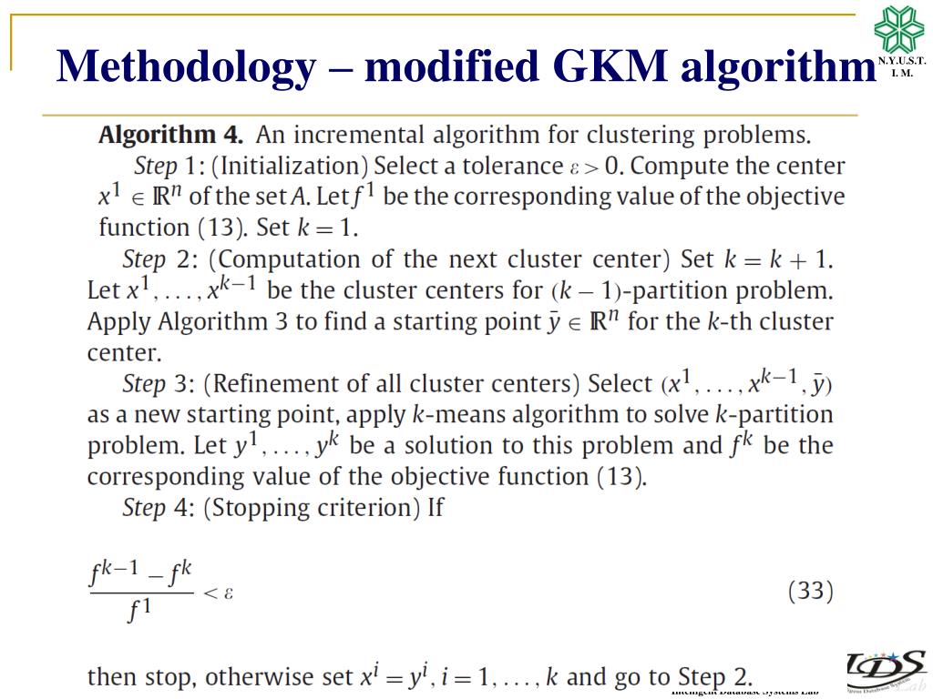 Ppt Modified Global K Means Algorithm For Minimum Sum Of Squares Clustering Problems