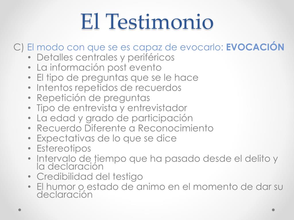 PPT - Credibilidad del Testimonio Gabriela Coros PowerPoint ...