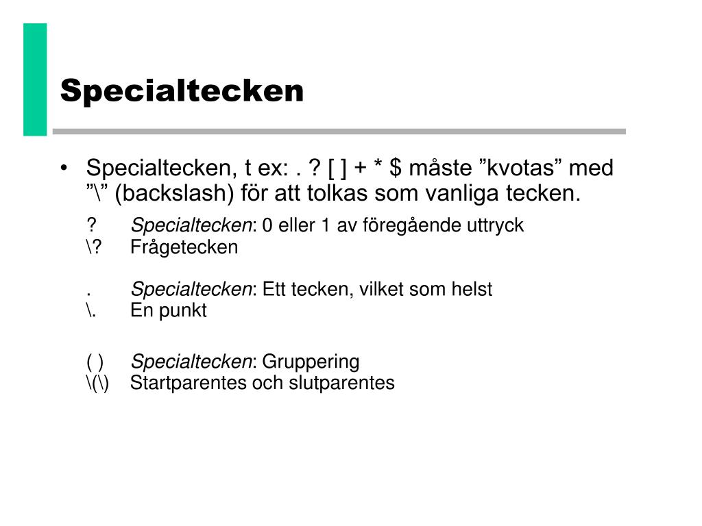 PPT - Labb 1 - Textbearbetning med reguljära uttryck PowerPoint ...