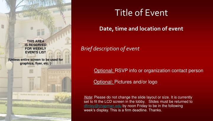 PPT - Title of Event PowerPoint Presentation, free download - ID:3441072