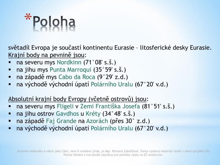 PPT - Evropa Poloha, Rozloha PowerPoint Presentation - ID:3442934