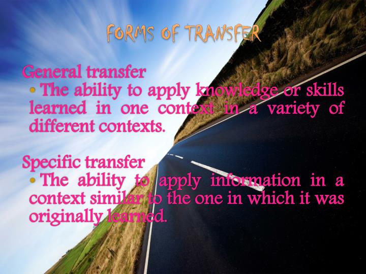 PPT - TRANSFER OF LEARNING PowerPoint Presentation - ID:3444990
