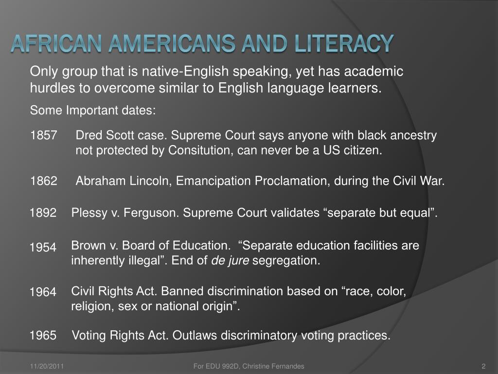 PPT - African Americans and Literacy PowerPoint Presentation, free ...