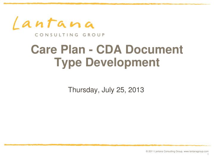 PPT - Care Plan - CDA Document Type Development PowerPoint Presentation ...