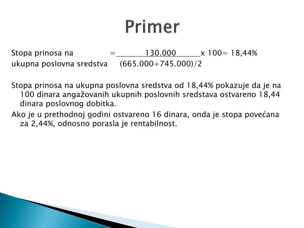 PPT - S topa prinosa na uložena sredstva PowerPoint Presentation, free ...