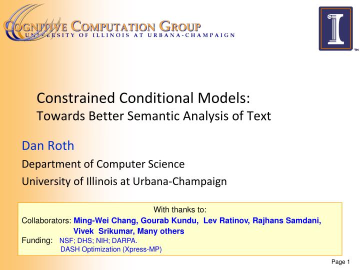 Ppt Constrained Conditional Models Towards Better Semantic Analysis Of Text Powerpoint