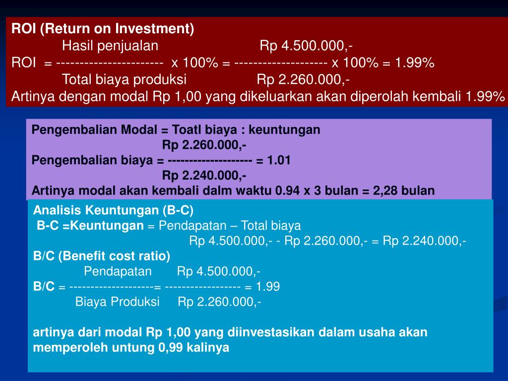 PPT - Aspek keuangan bila Benefit cost ratio (B/C ratio) > 1 PowerPoint ...