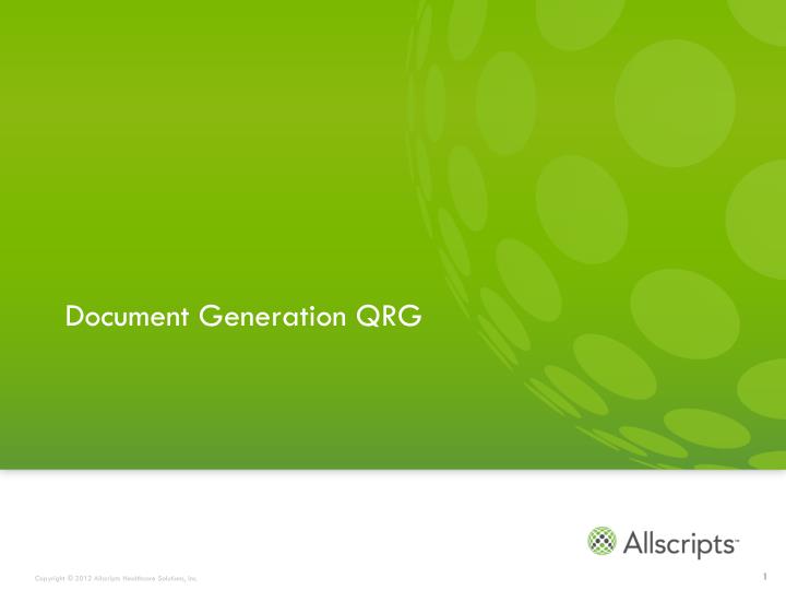 PPT - Document Generation QRG PowerPoint Presentation, free download ...