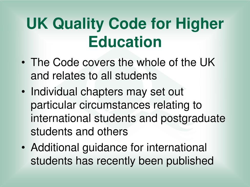 PPT - The International Postgraduate Student Experience – QAA ...