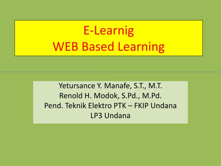 PPT - E- Learnig WEB Based Learning PowerPoint Presentation, free ...