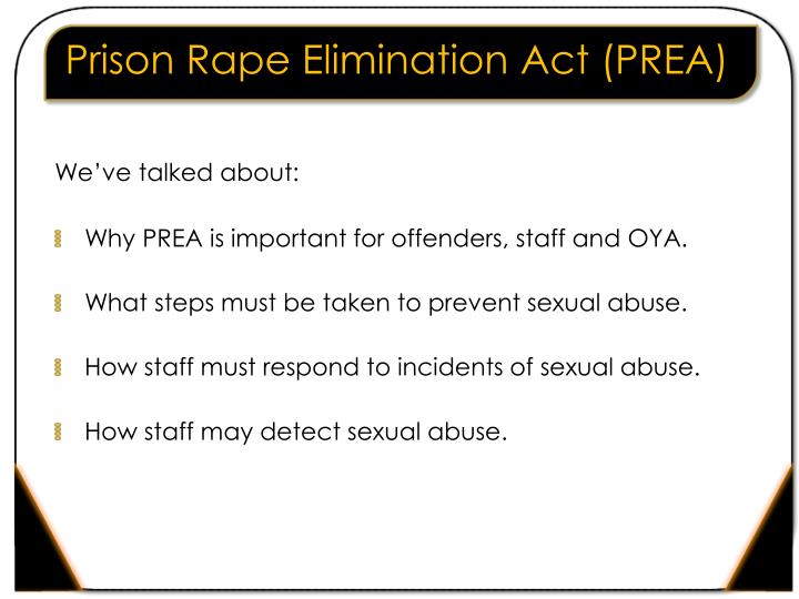 PPT - Prison Rape Elimination Act (PREA) PowerPoint Presentation - ID ...