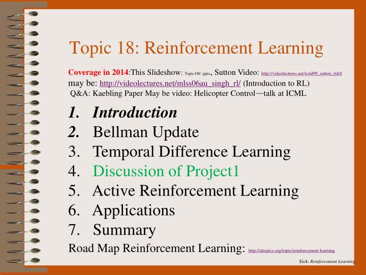 PPT - Topic 18: Reinforcement Learning PowerPoint Presentation, free ...