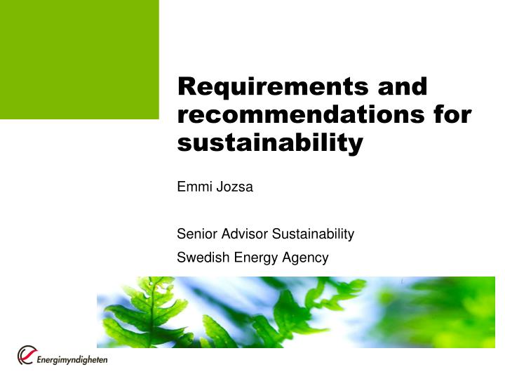 PPT - Requirements and recommendations for sustainability PowerPoint ...