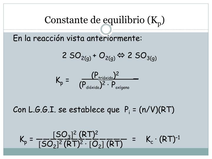 PPT - Equilibrio en función de las presiones parciales K P y ξ ...