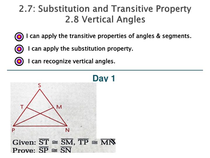 PPT - 2.7: Substitution and Transitive Property 2.8 Vertical Angles ...
