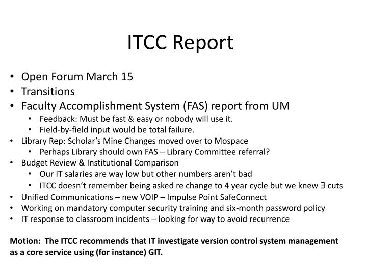 PPT - ITCC Report PowerPoint Presentation, free download - ID:3468319