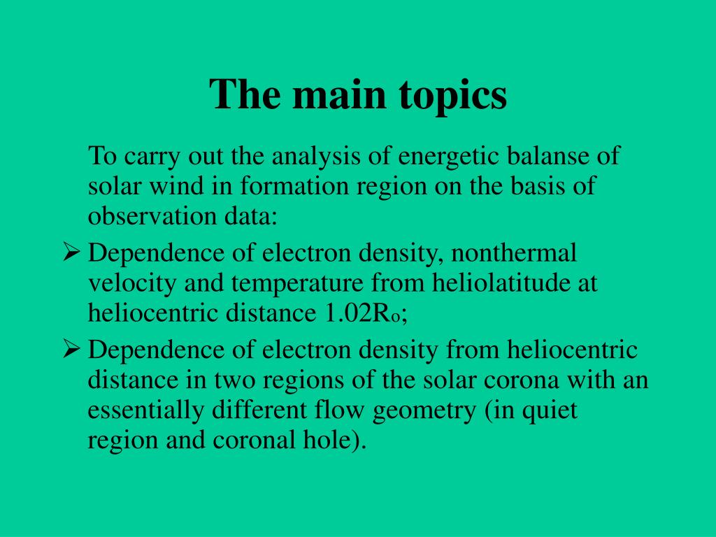 PPT - The energy balance in the solar wind formation region PowerPoint ...