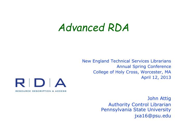 PPT - Advanced RDA PowerPoint Presentation, free download - ID:3471859