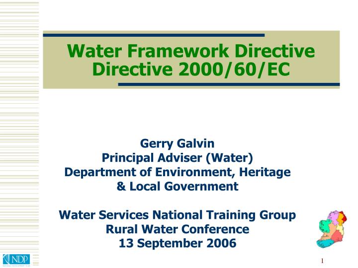 PPT - Water Framework Directive Directive 2000/60/EC PowerPoint ...