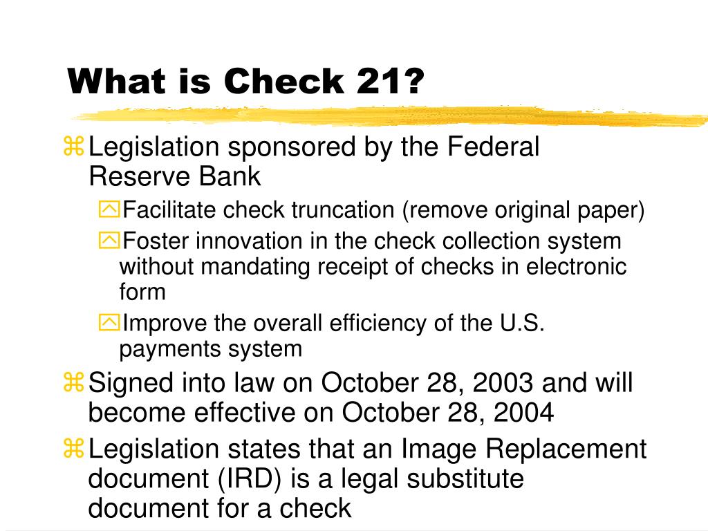 PPT - Check Clearing for the 21 st Century Act Presented by Jennifer ...