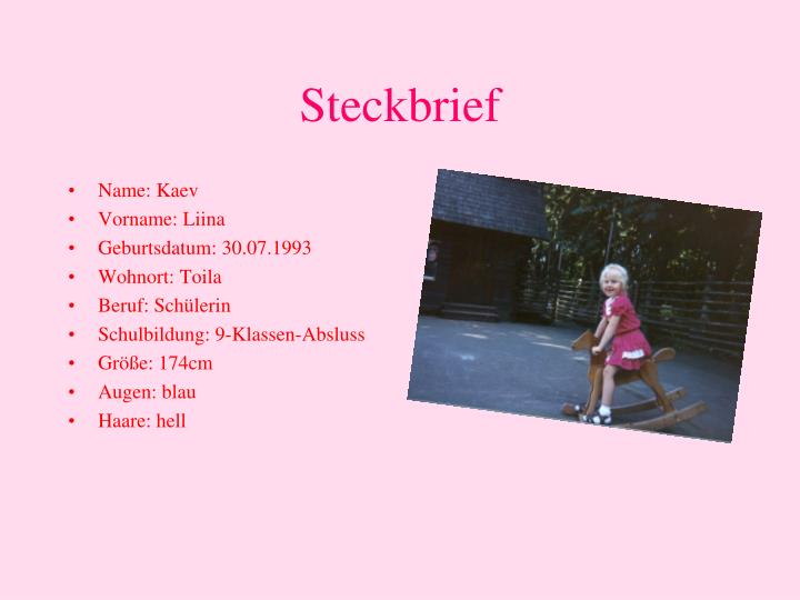 PPT - Steckbrief PowerPoint Presentation, free download - ID:3474397