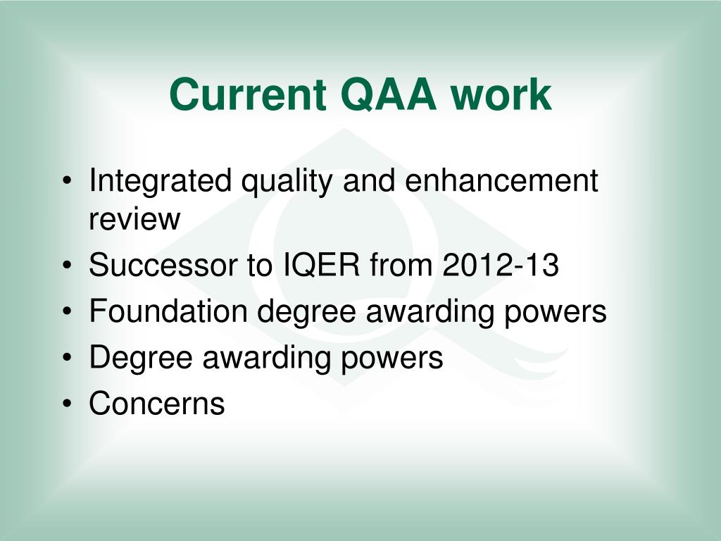 PPT - Quality assurance Gillian Hayes Deputy Director (Review) Friday ...