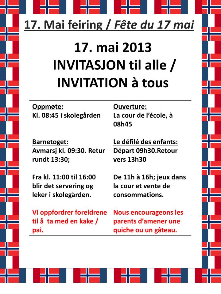 PPT - 17. Mai feiring / Fête du 17 mai PowerPoint Presentation, free ...
