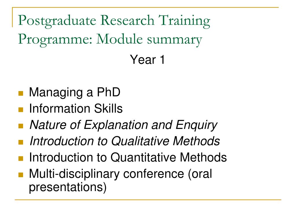 PPT - Dr Robin Humphrey Director of the Postgraduate Research Training ...