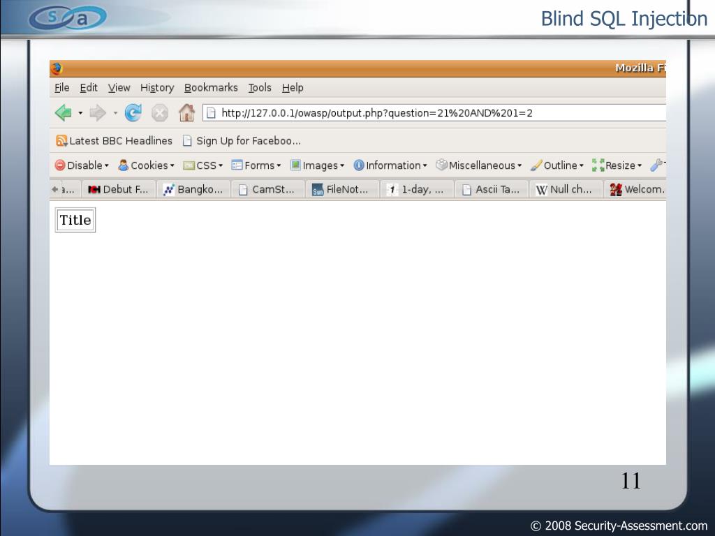 Ppt Time Based Sql Injection Powerpoint Presentation Free Download